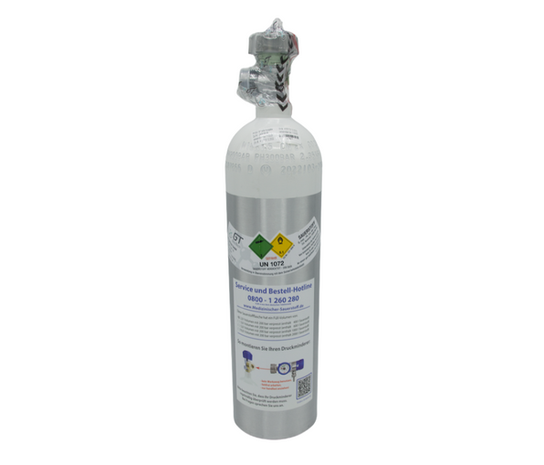 Sauerstoffflaschen Medizinischer Sauerstoff sortiert nach ihrer Größe ...